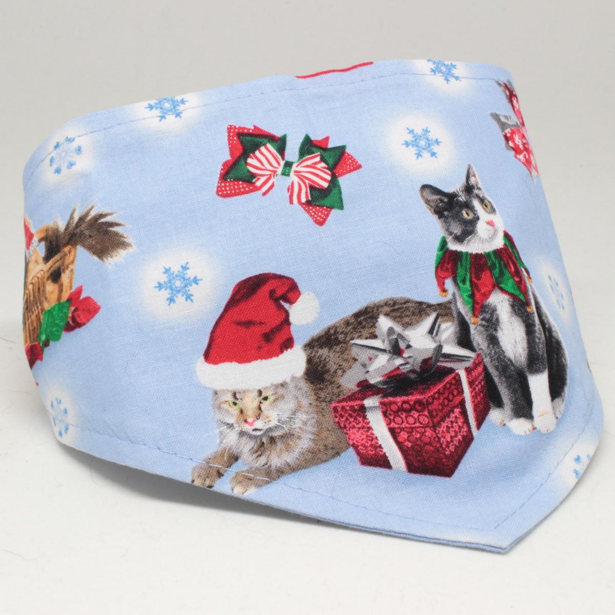 Halstuch für Hunde Weihnachten mit Katze und Hund auf hellblau