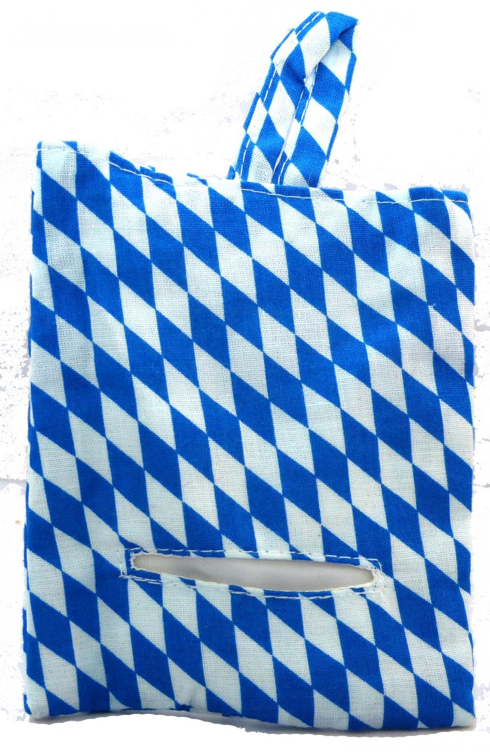 Kotbeuteltasche bayerisches Rautenmuster, blau/weiß