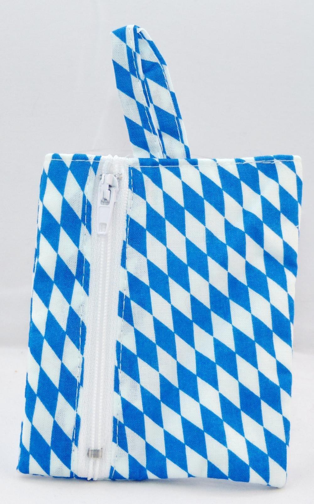 Kotbeuteltasche bayerisches Rautenmuster, blau/weiß